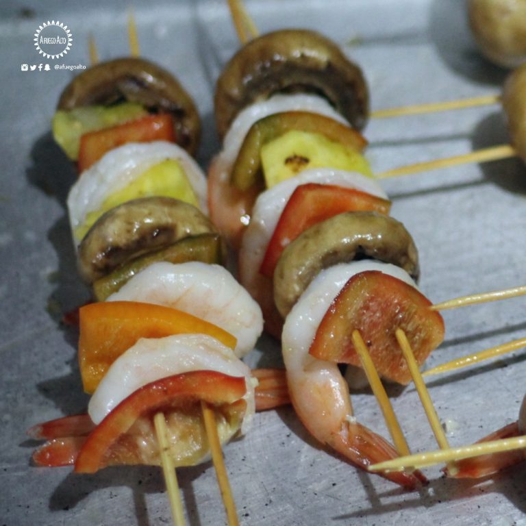 Pinchos de camarones y tocineta (1) - AFuegoAlto